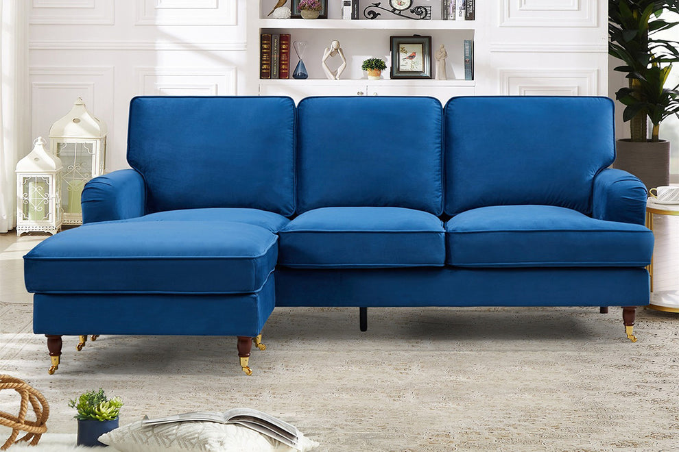 Renshaw reversible velvet corner sofa – Next Day Sofas